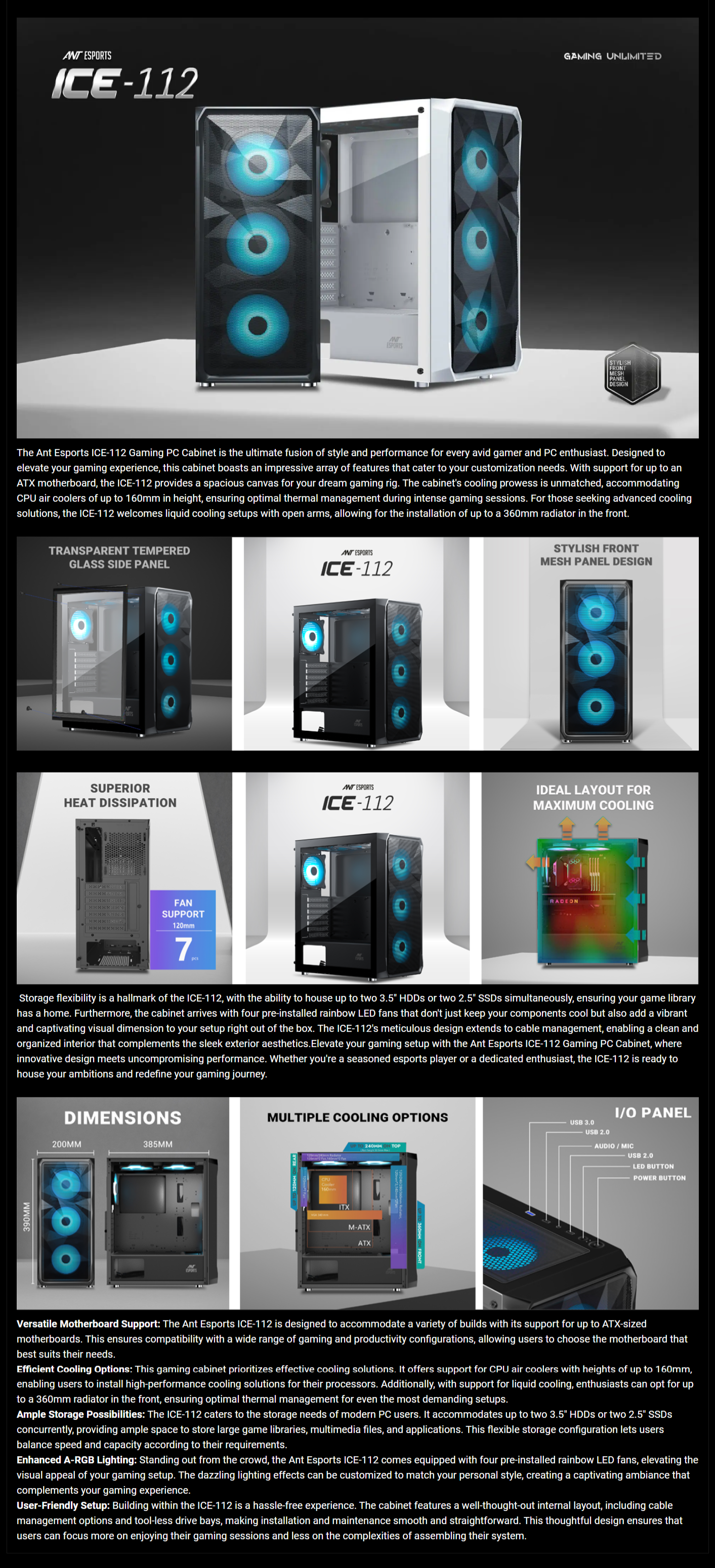 Ant Esports ICE-112 Auto RGB ATX Mid Tower Cabinet Black – PC Mart360